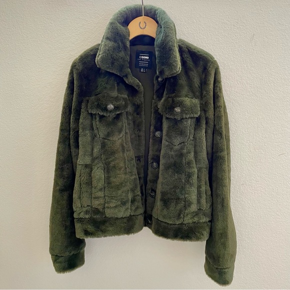 Ci Sono | Jackets & Coats | Ci Sono Olive Green Faux Fur Jacket Nwt ...